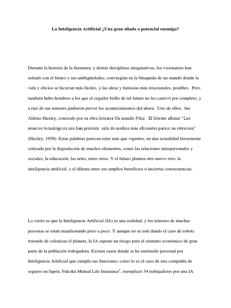 Ensayo sobre la Inteligencia artificial | Inteligencia artificial ...