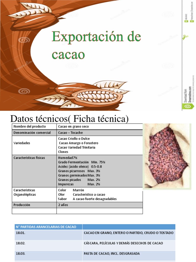 Ficha Técnica de Exportación de Cacao | PDF