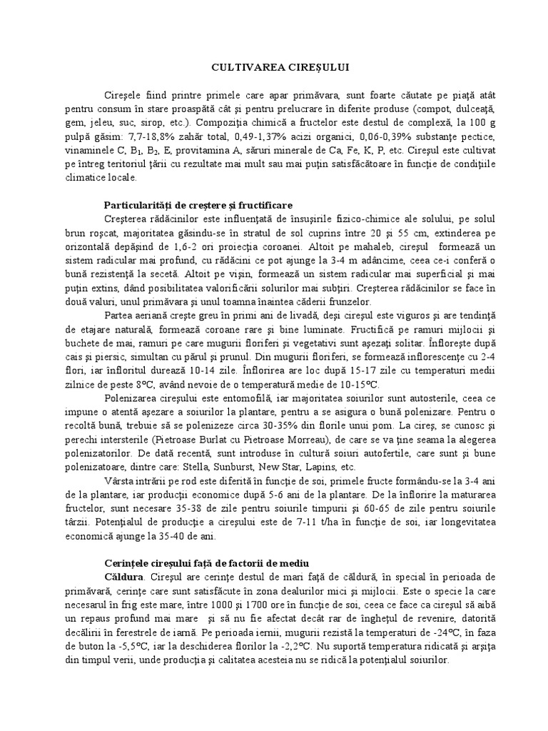 Cultivarea Ciresului PDF | PDF