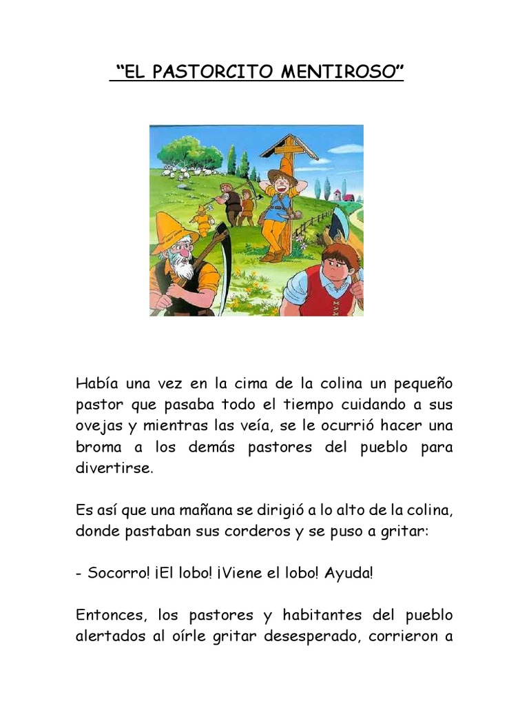 El Pastorcito Mentiroso Moraleja Y Resumen Pdf Ocio
