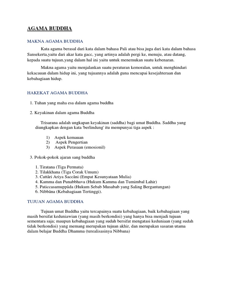 Inti Ajaran dan Tujuan Agama Buddha | PDF | Agama & Spiritualitas