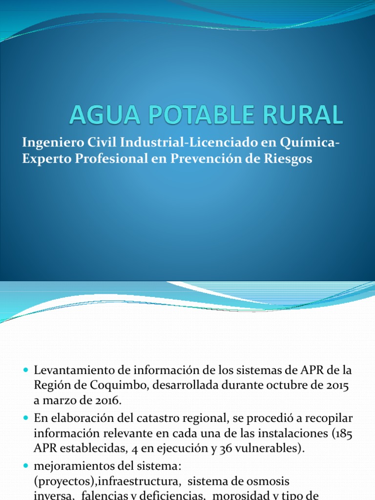 Análisis del marco legal y normativo aplicable a los Sistemas de Agua Potable Rural en Chile ...