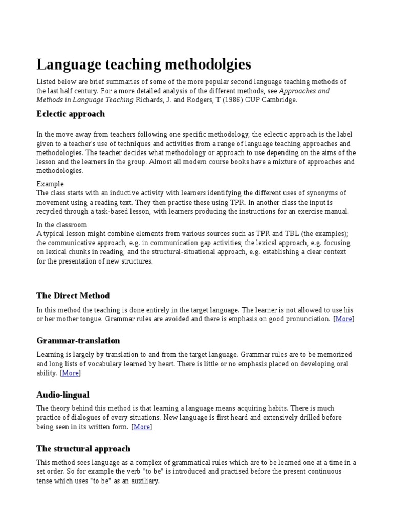 Teaching Methods | PDF | Language Education | Second Language