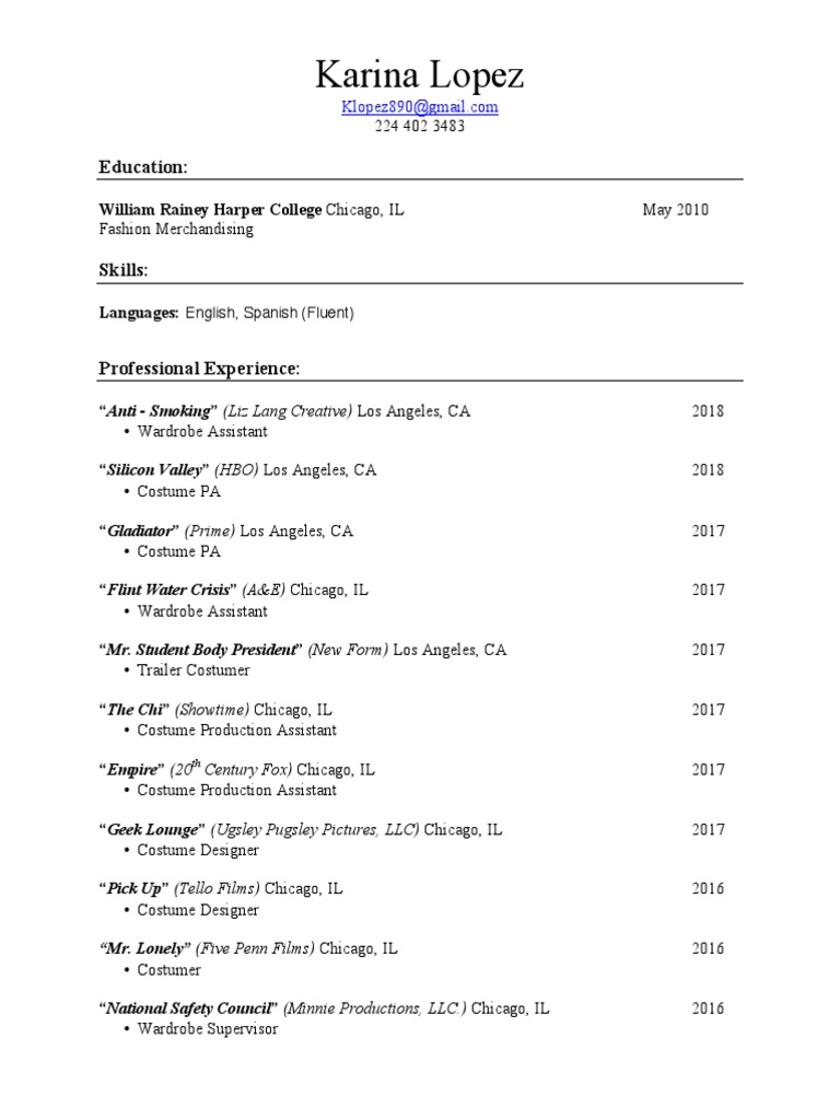 Fashion Merchandising Resume of Karina Lopez | PDF | Travel | General Fiction