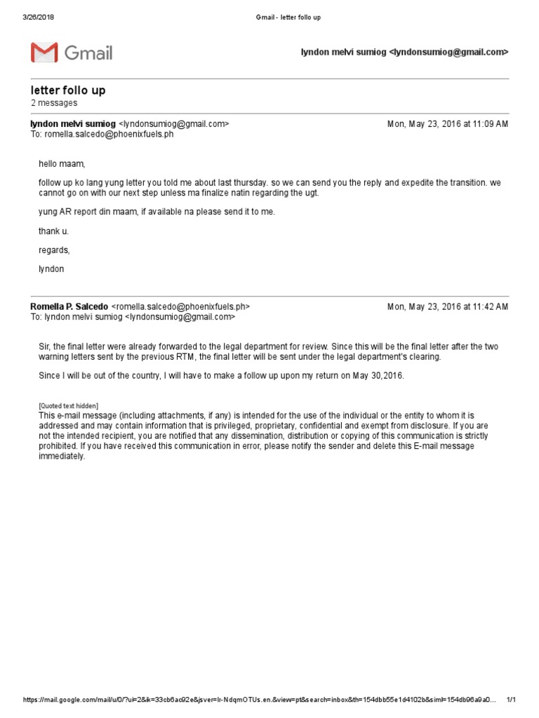 Gmail - Letter Follo Up | PDF