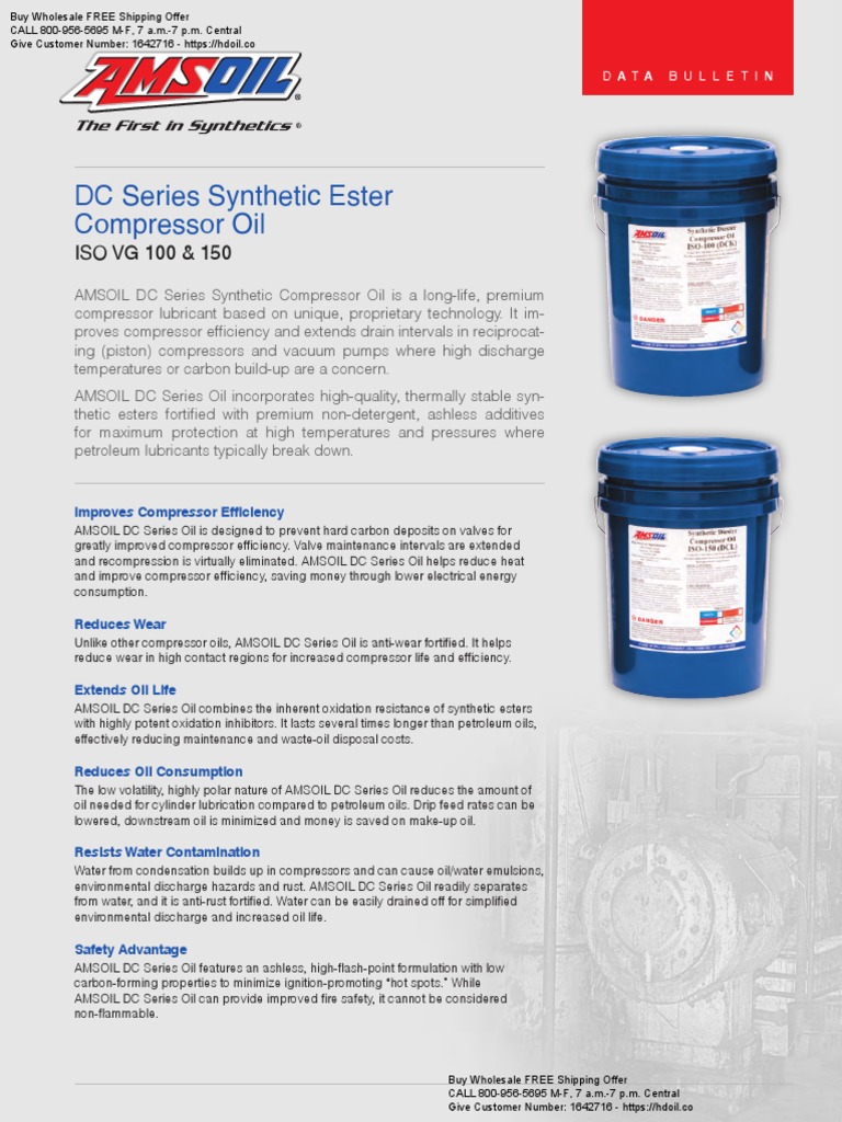 AMSOIL DC Series Compressor Oils (DCK - DCL) | PDF | Petroleum | Lubricant