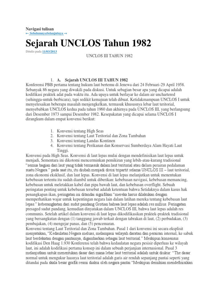SEJARAH PENTING UNCLOS III 1982 | PDF