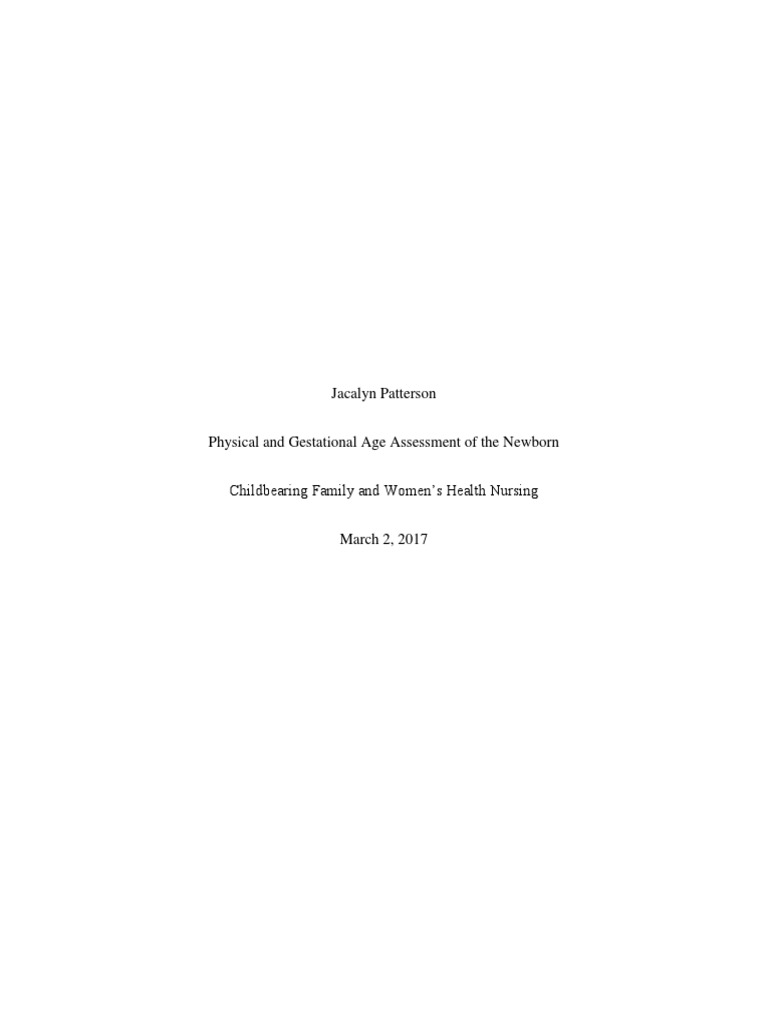 Newborn Assessment PDF Infants Childbirth