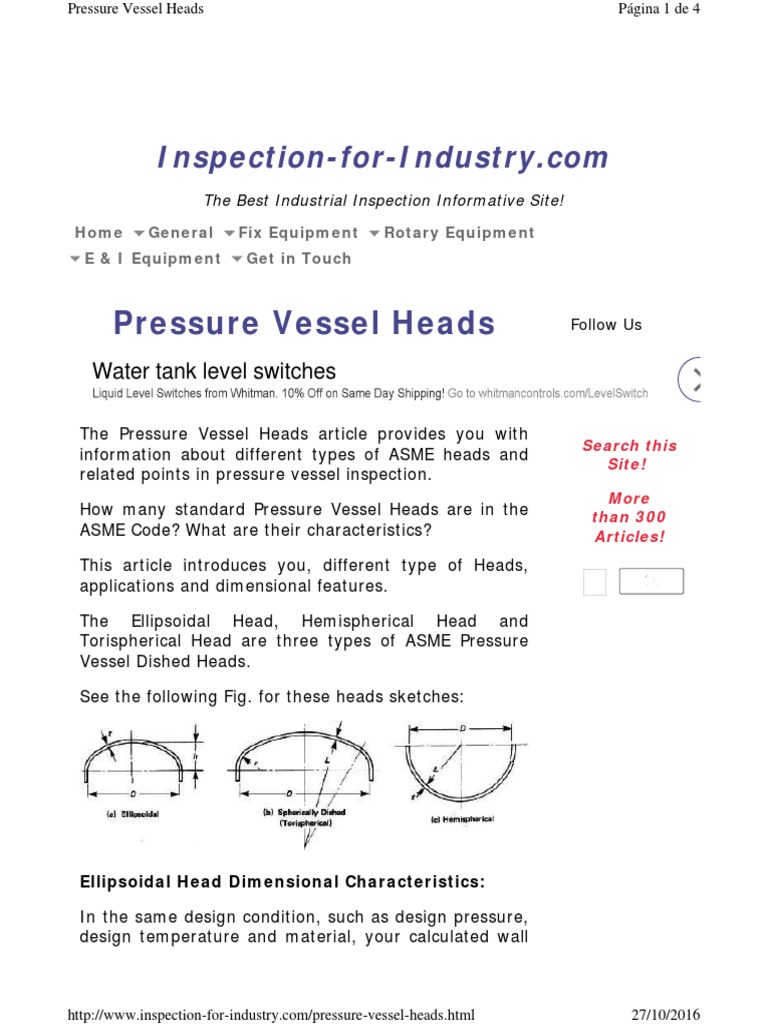 Inspection Pressure Vessels Heads.pdf | Nature