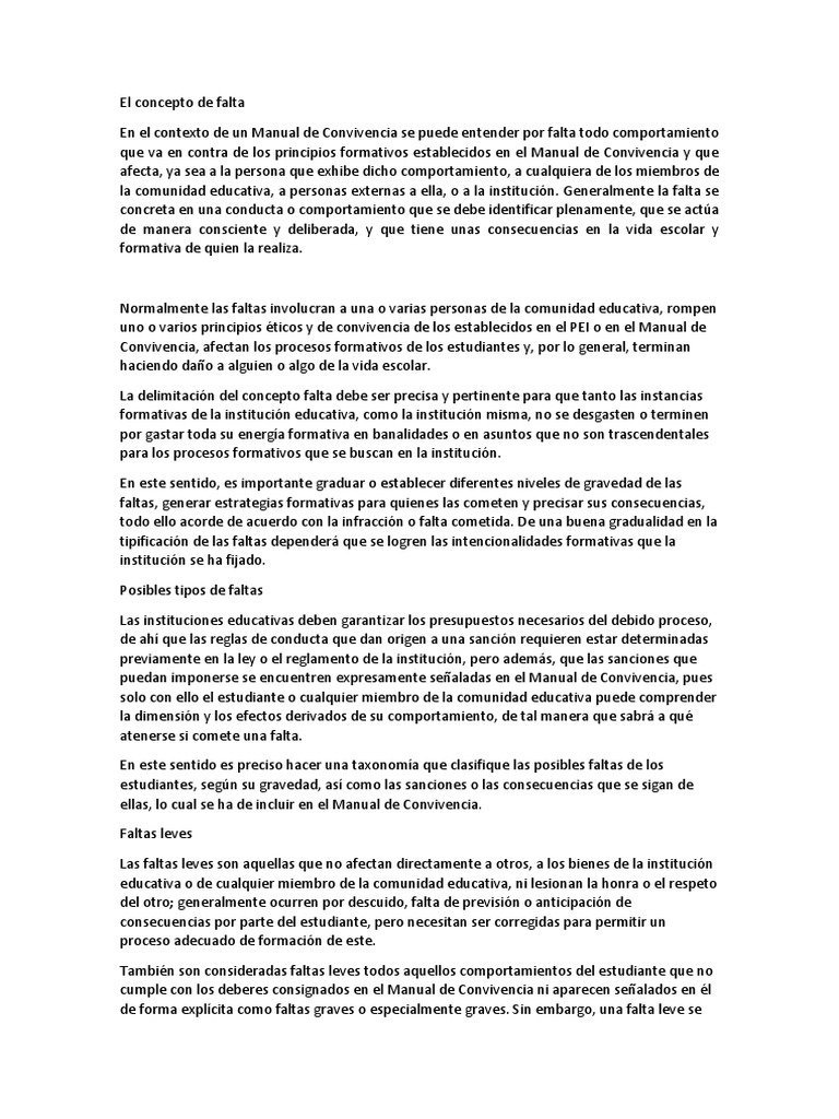 Definición y Tipos de Faltas Educativas | PDF | Comportamiento ...