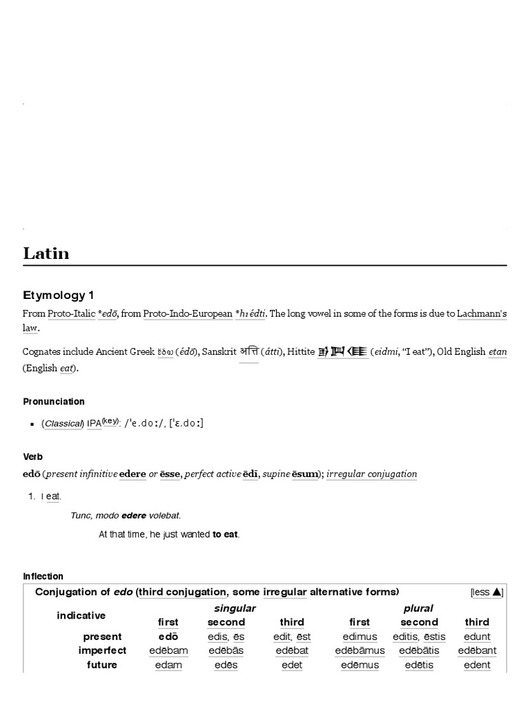 ''Edō'' & ''Ēdō'' in Latin (Wiktionary) | PDF | Language Mechanics ...