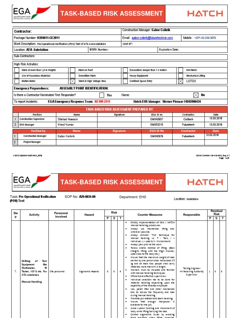 Risk Assessment For Pov Testing | PDF | Personal Protective Equipment ...