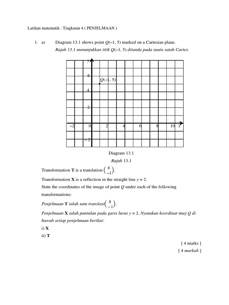 Latihan Matematik F4 PENJELMAAN | PDF | Pengukuran Geometris | Sistem ...