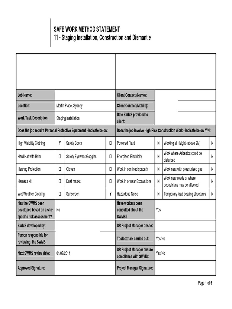 SWMS Sample | PDF | Forklift | Computer Aided Design