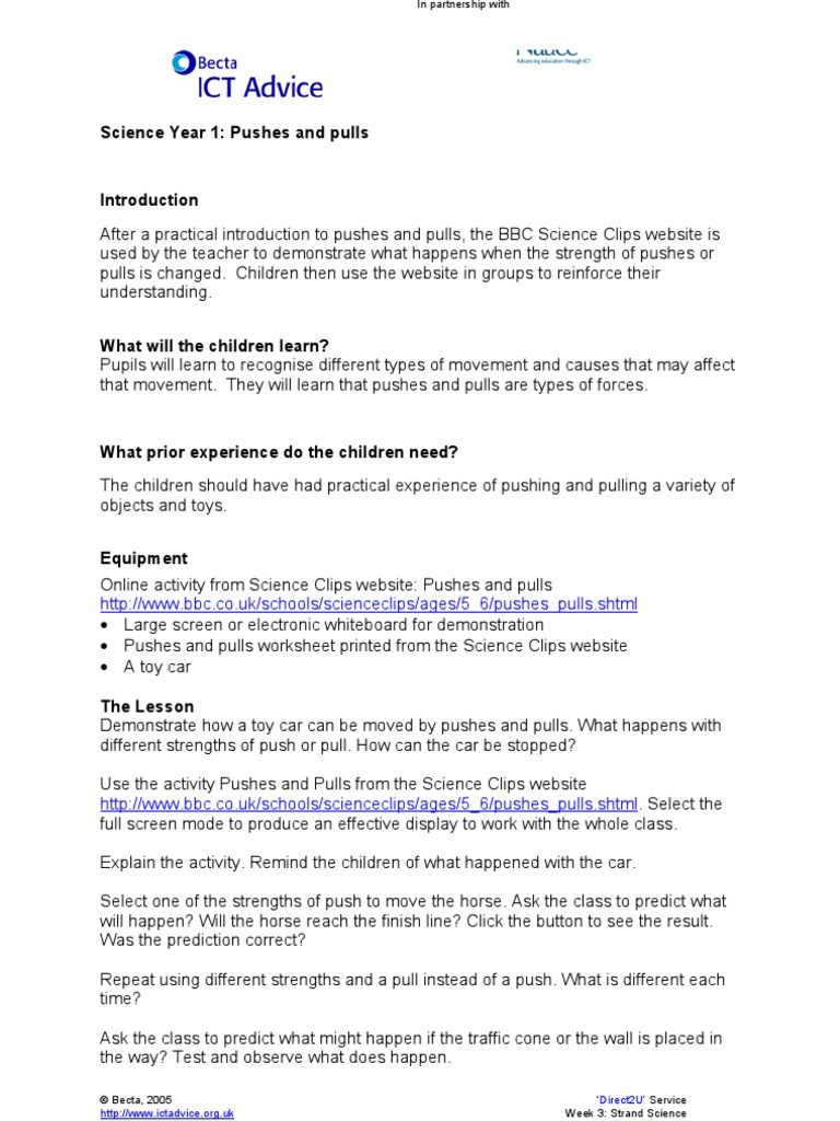 w3 Science Y1 Pushes and Pulls BBC Science Clips | PDF | Simulation ...