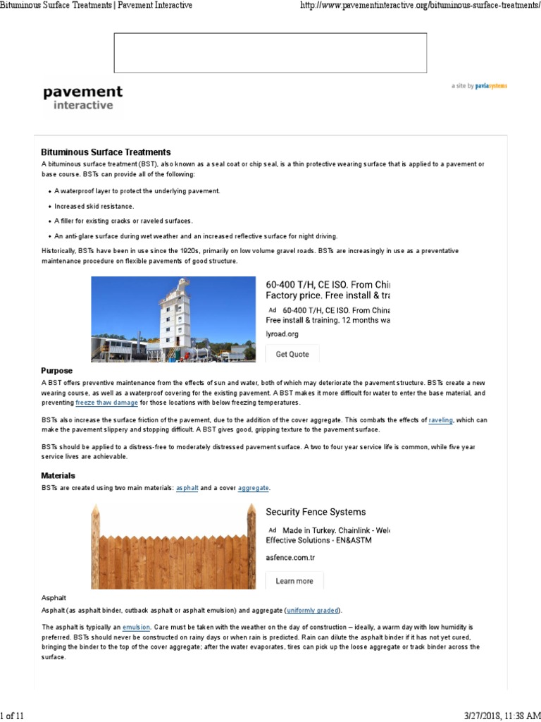 Overview of Bituminous Surface Treatments | PDF | Road Surface | Asphalt