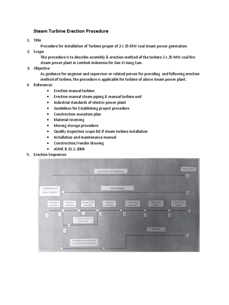 Steam Turbine Erection Procedure | PDF