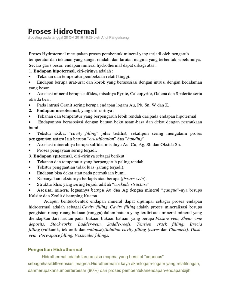 Proses Hidrotermal | PDF