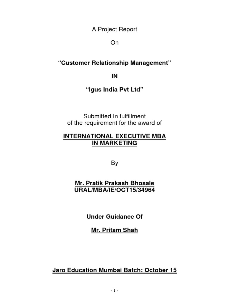 Emba Project Term II Ural Mba Ie Oct15 34964 | PDF | Customer ...