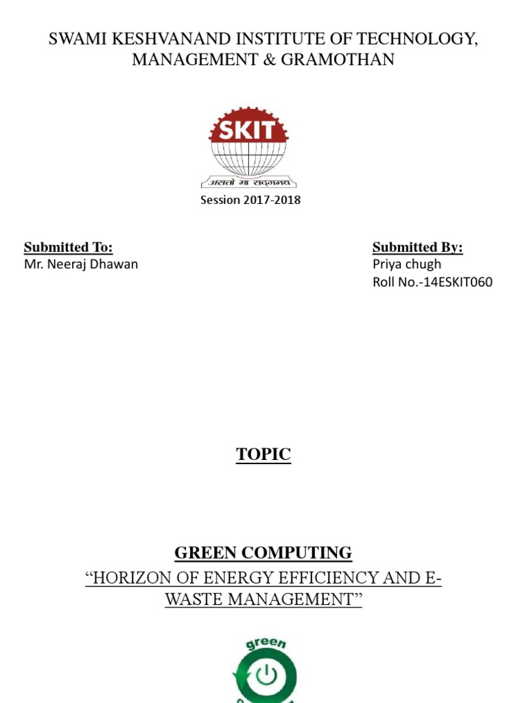 Seminar Lab Green Computing | PDF | Electronic Waste | Computing