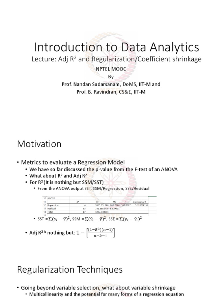 Lecture 3-Regularization - Coefficient Shrinkage | PDF | Teaching Methods & Materials