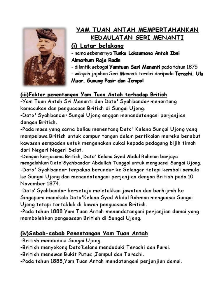 Yamtuan Antah Mempertahankan Kedaulatan Seri Menanti | PDF
