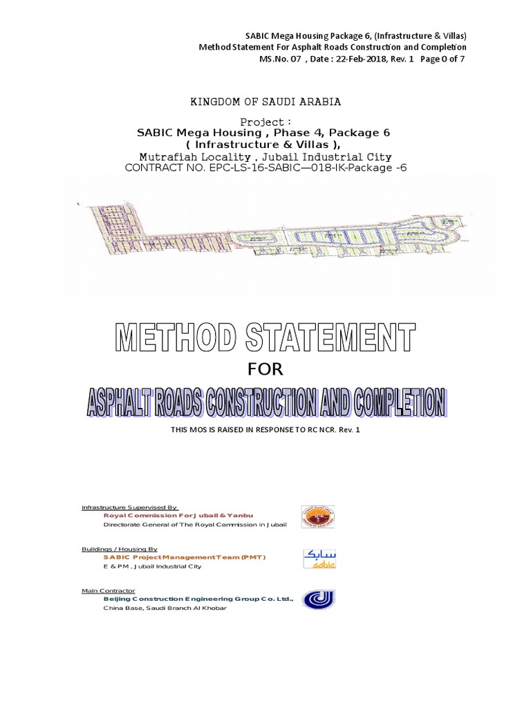 Method Statement - Asphalt Road Rectification Completion Rev. 1 | PDF ...