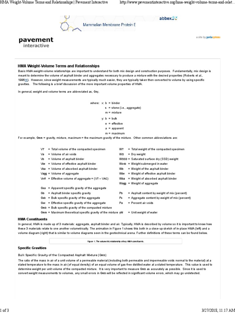 HMA Weight-Volume Terms and Relationships | PDF | Asphalt | Density