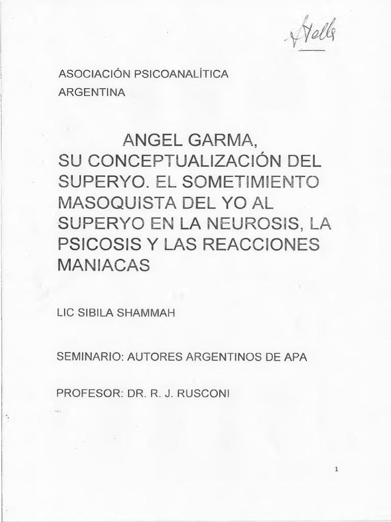 Angel Garma Neurosis Psicosis y Reacciones Maniacas | PDF | Carné de ...