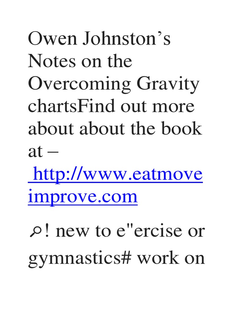 Owen Johnston'S Notes On The Overcoming Gravity Chartsfind Out More ...