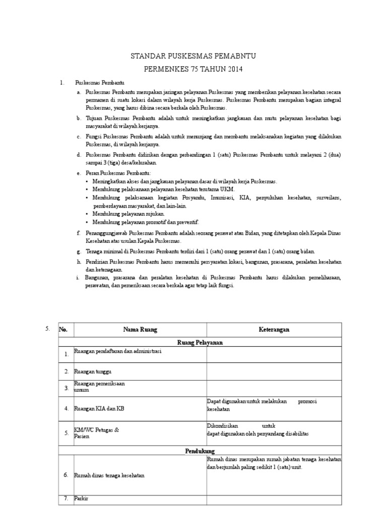 Alur Pelayanan Pustu Menurut Permenkes 75 Tahun 2014 | PDF