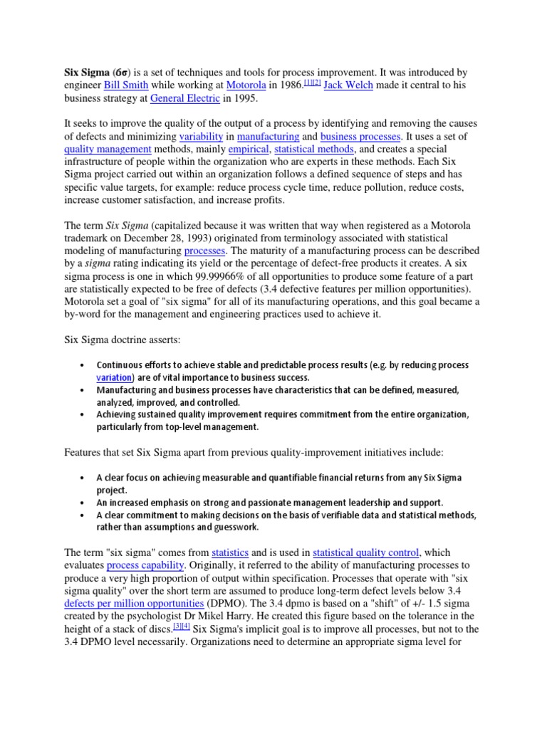 Bill Smith Motorola Jack Welch General Electric | PDF | Six Sigma ...