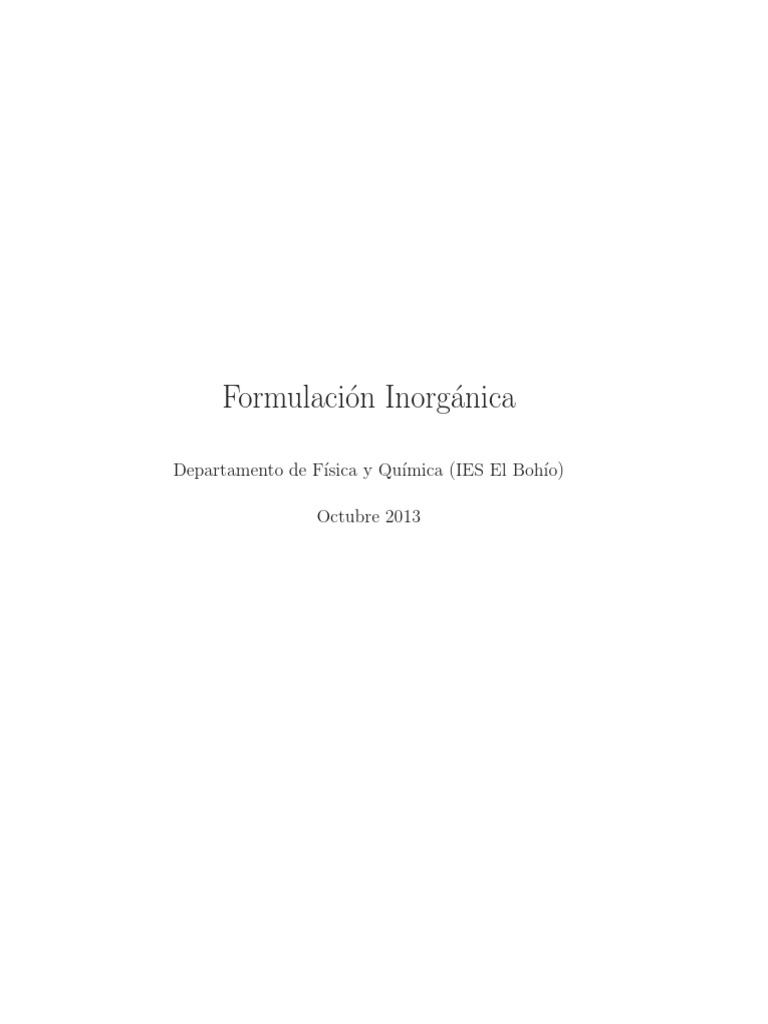 Libro de Formulación Inorgánica | PDF | Hidrógeno | Átomos