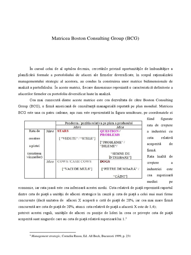Matricea BCG | PDF