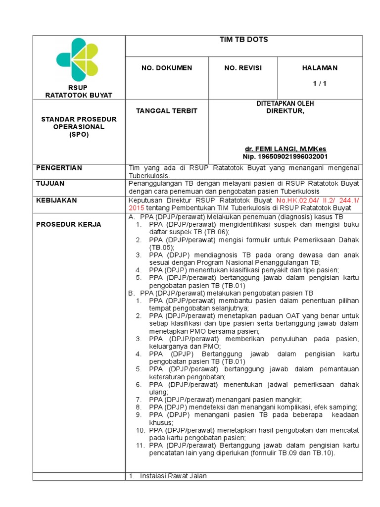 SPO Tim TB Dots | PDF | Pengembangan Diri | Sains & Matematika