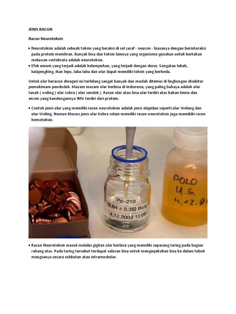 Toksikologi, Jenis Racun | PDF | Seni & Disiplin Bahasa