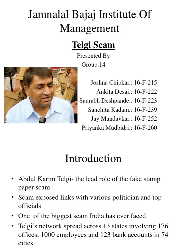 Jamnalal Bajaj Institute of Management: Telgi Scam | PDF | Government ...