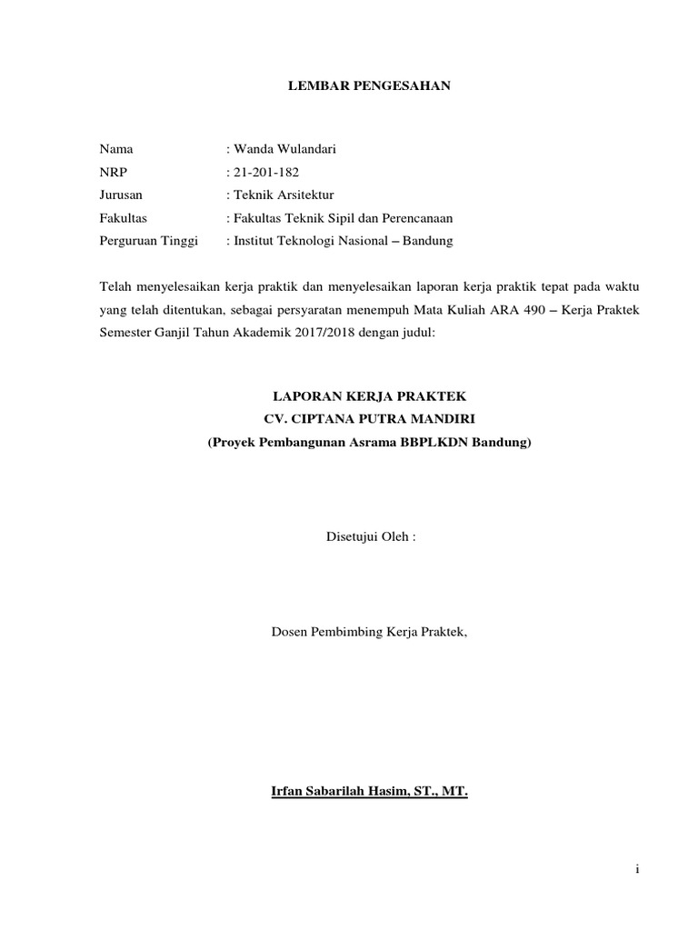 Contoh Lembar Pengesahan | PDF