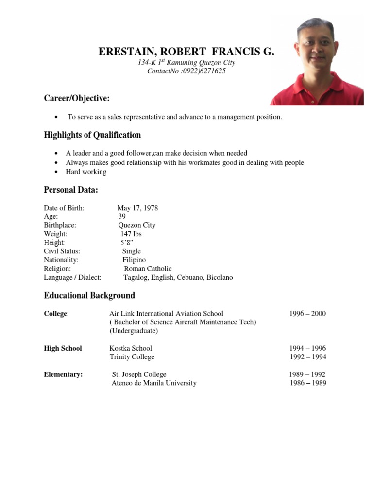 Erestain, Robert Francis G.: Career/Objective | PDF