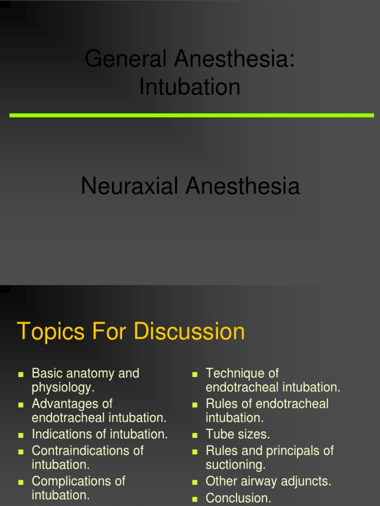 General Anesthesia Intubation Guide | PDF | Anesthesia | Clinical Medicine