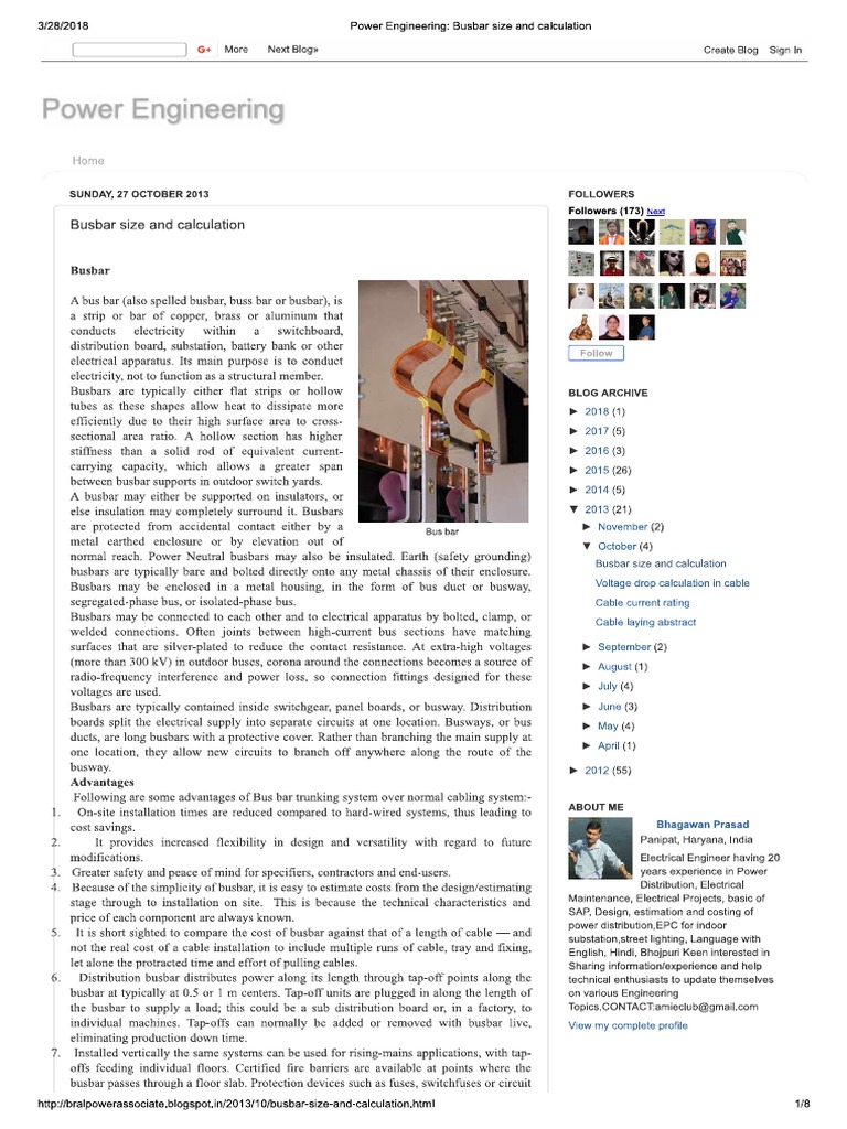 Busbar Size Calculation | PDF