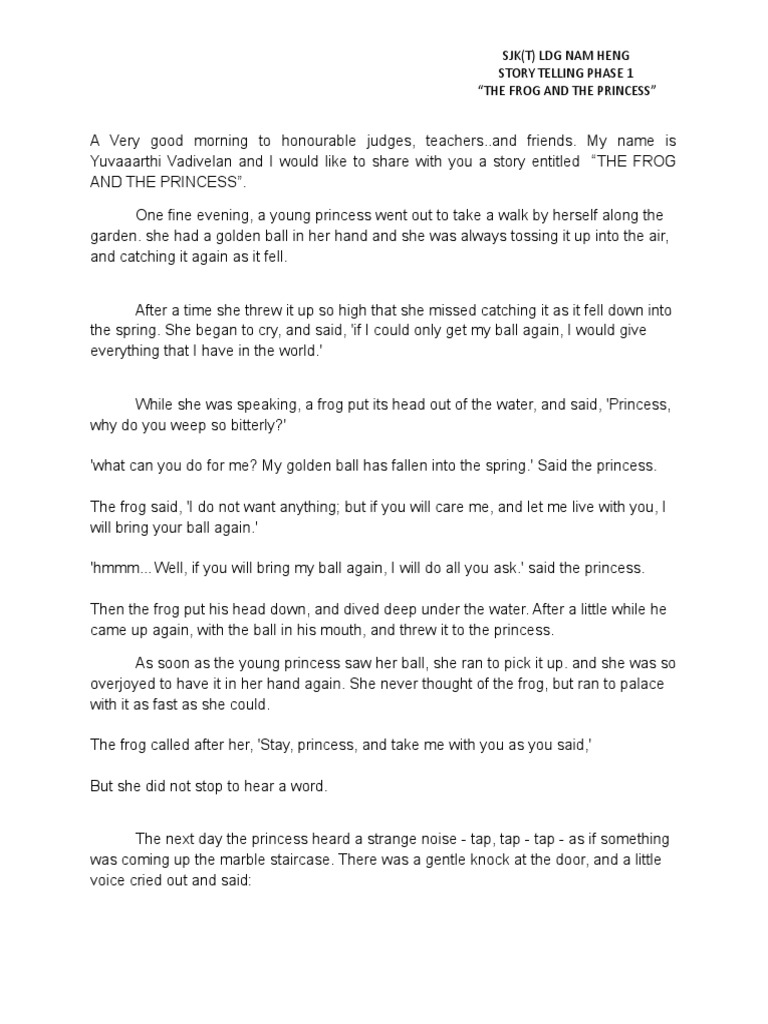 SJK (T) LDG Nam Heng Story Telling Phase 1 "The Frog and The Princess ...