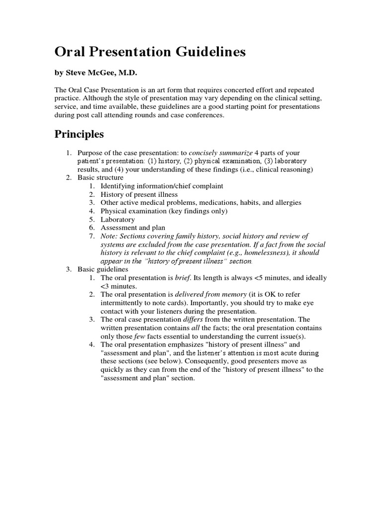 Oral Presentation Guidelines | PDF | Coronary Artery Disease | Medical Diagnosis
