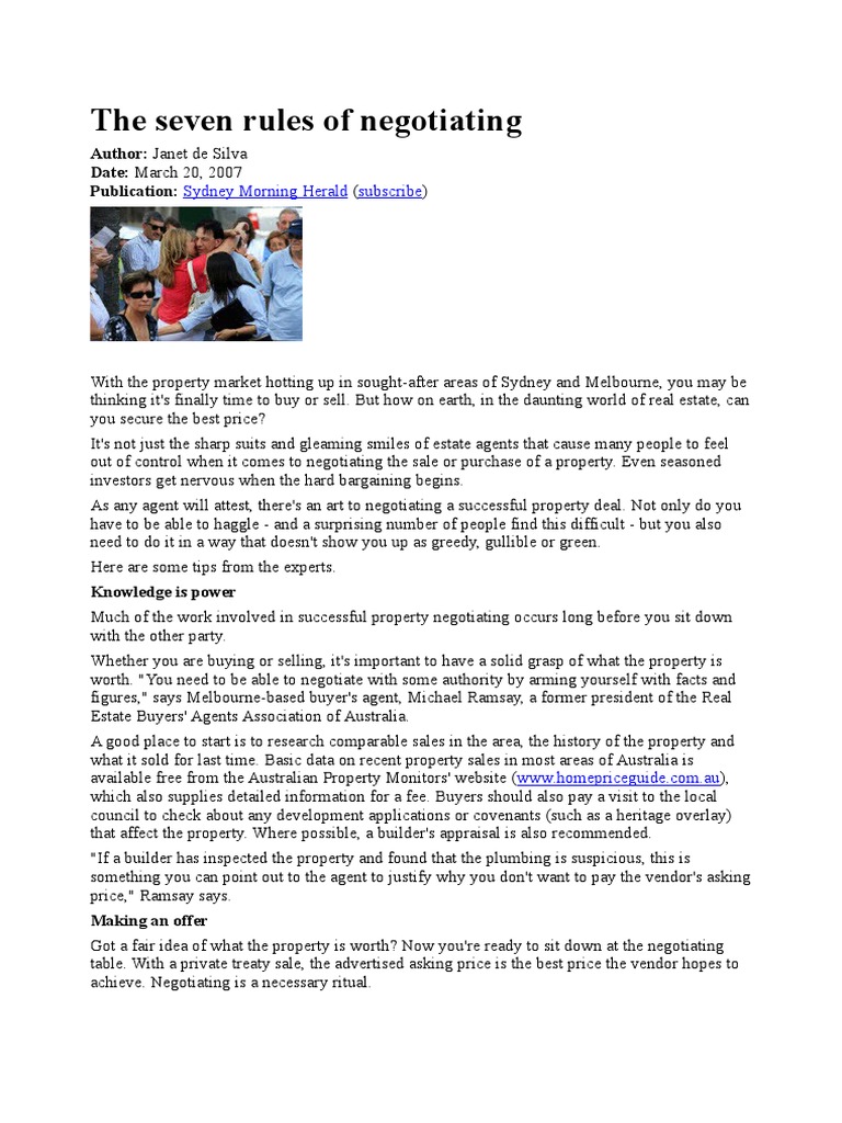 The Seven Rules of Negotiating | PDF | Auction | Negotiation