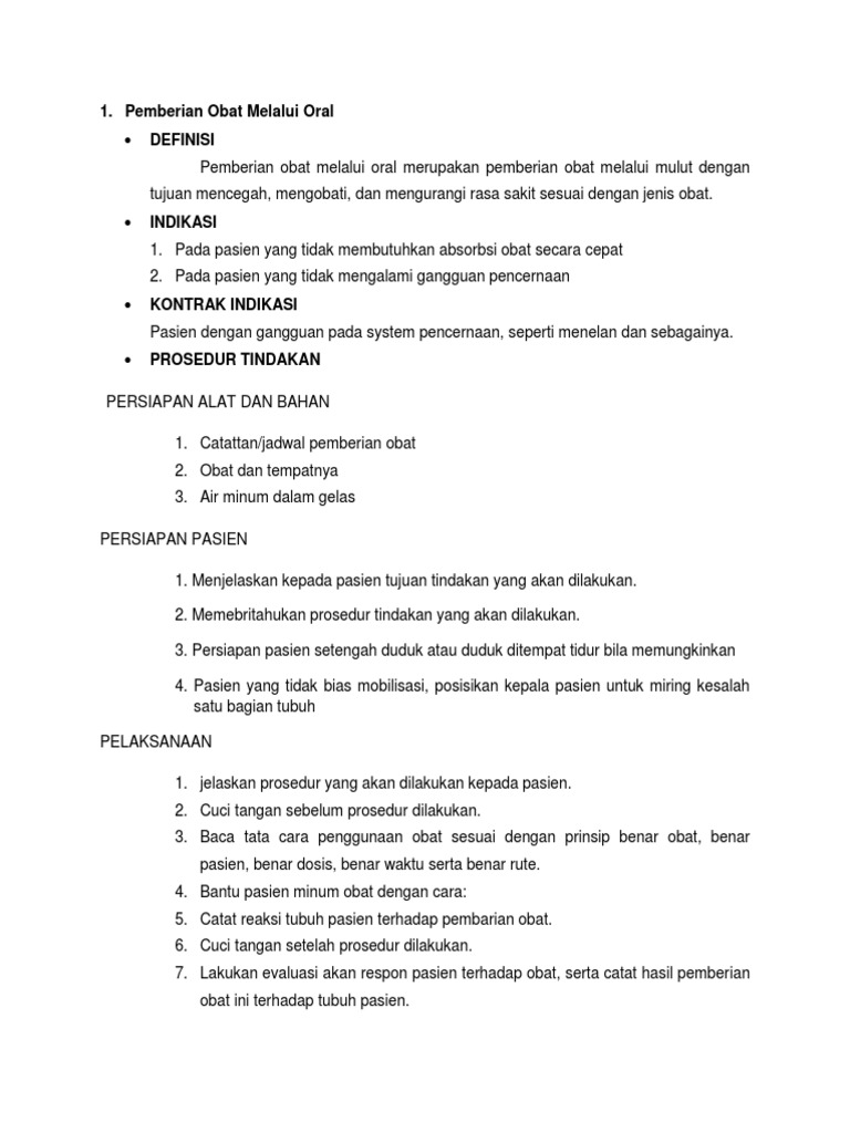 Panduan Pemberian Obat: Oral, IC, SC, IM, Rektal | PDF