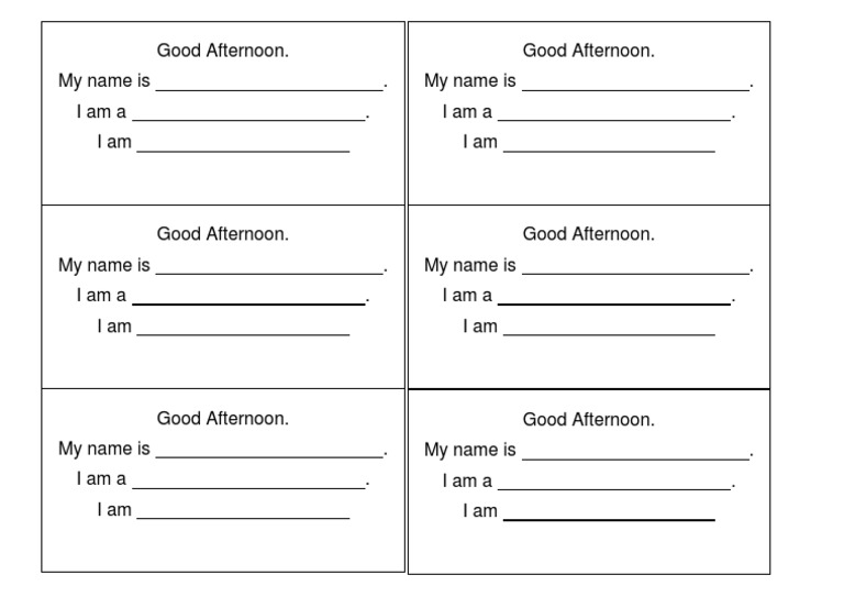 Name Tag Worksheet | PDF