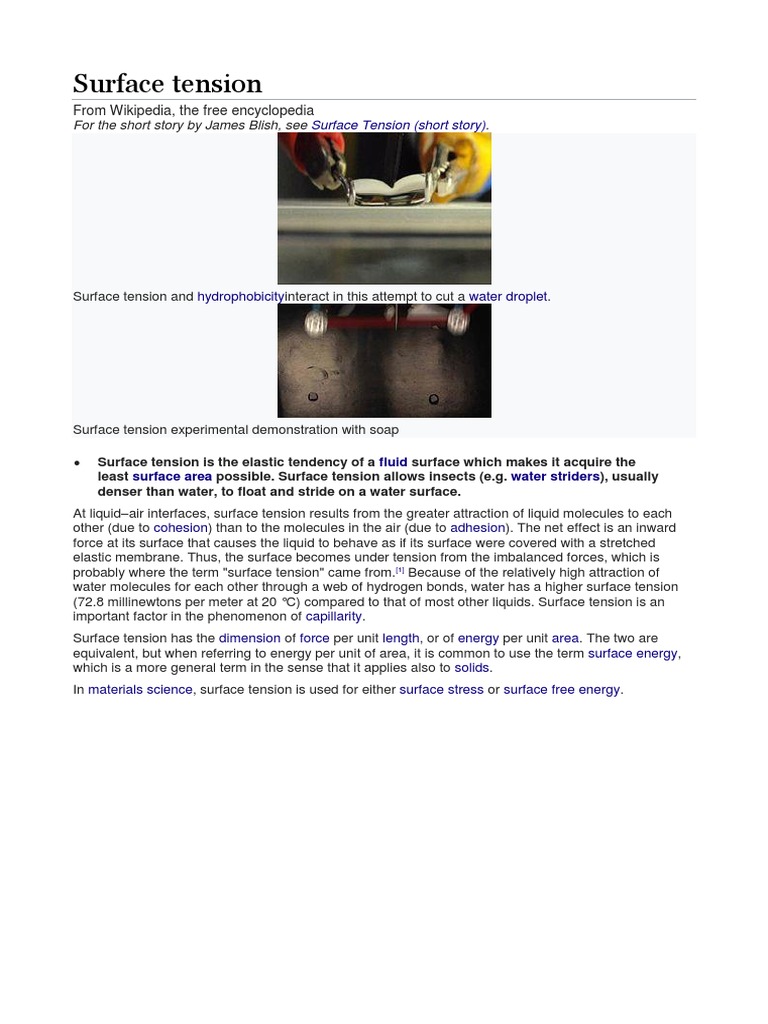 Understanding Surface Tension: A Look at its Physical Properties and ...