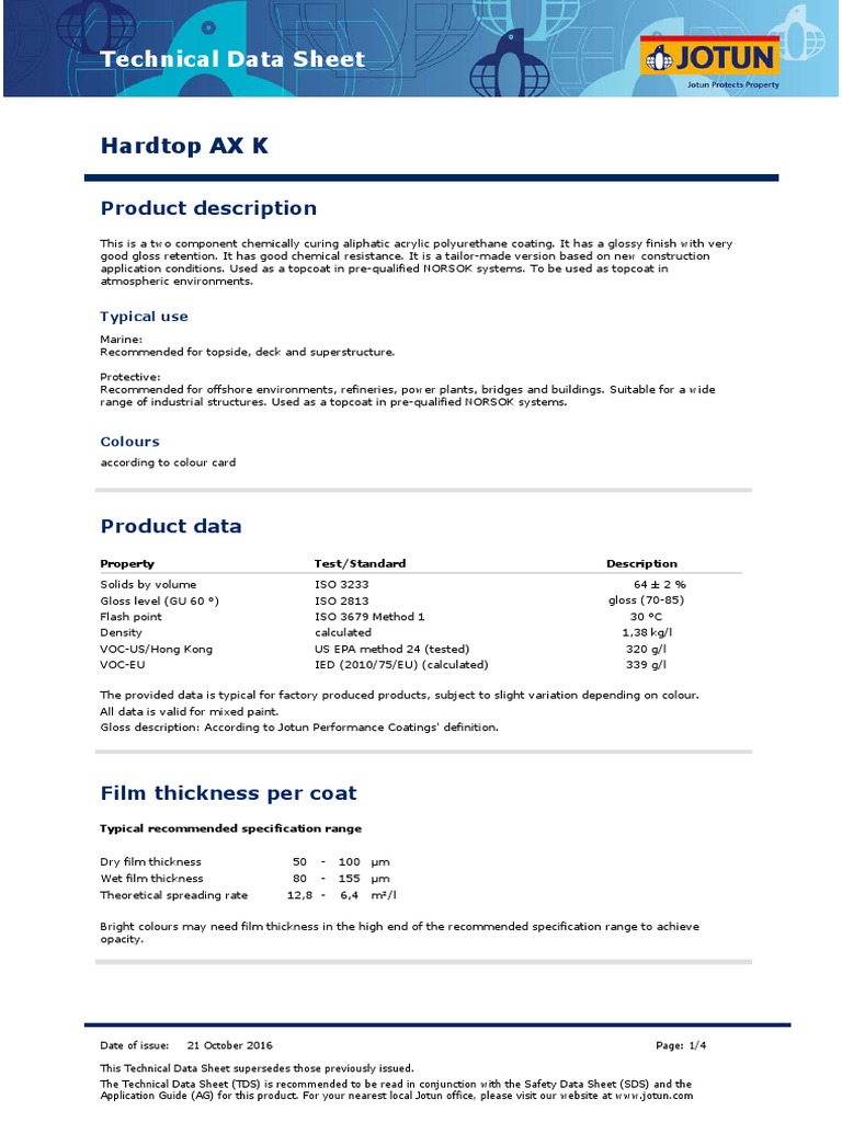 Hardtop AX K: Technical Data Sheet | PDF | Epoxy | Paint
