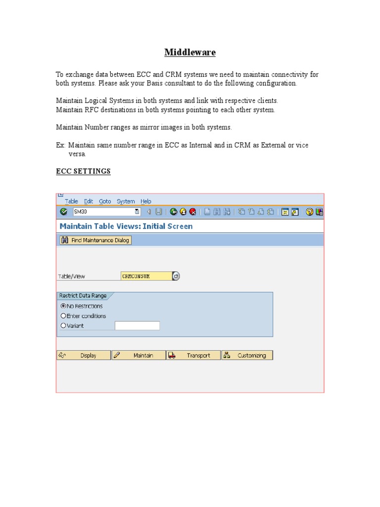 Ecc Middleware Settings For ECC CRM Data Exchange | PDF | Customer Relationship Management ...
