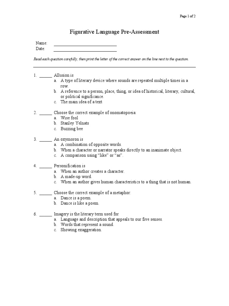 Figurative Language Pre | PDF | Poetry | Linguistics